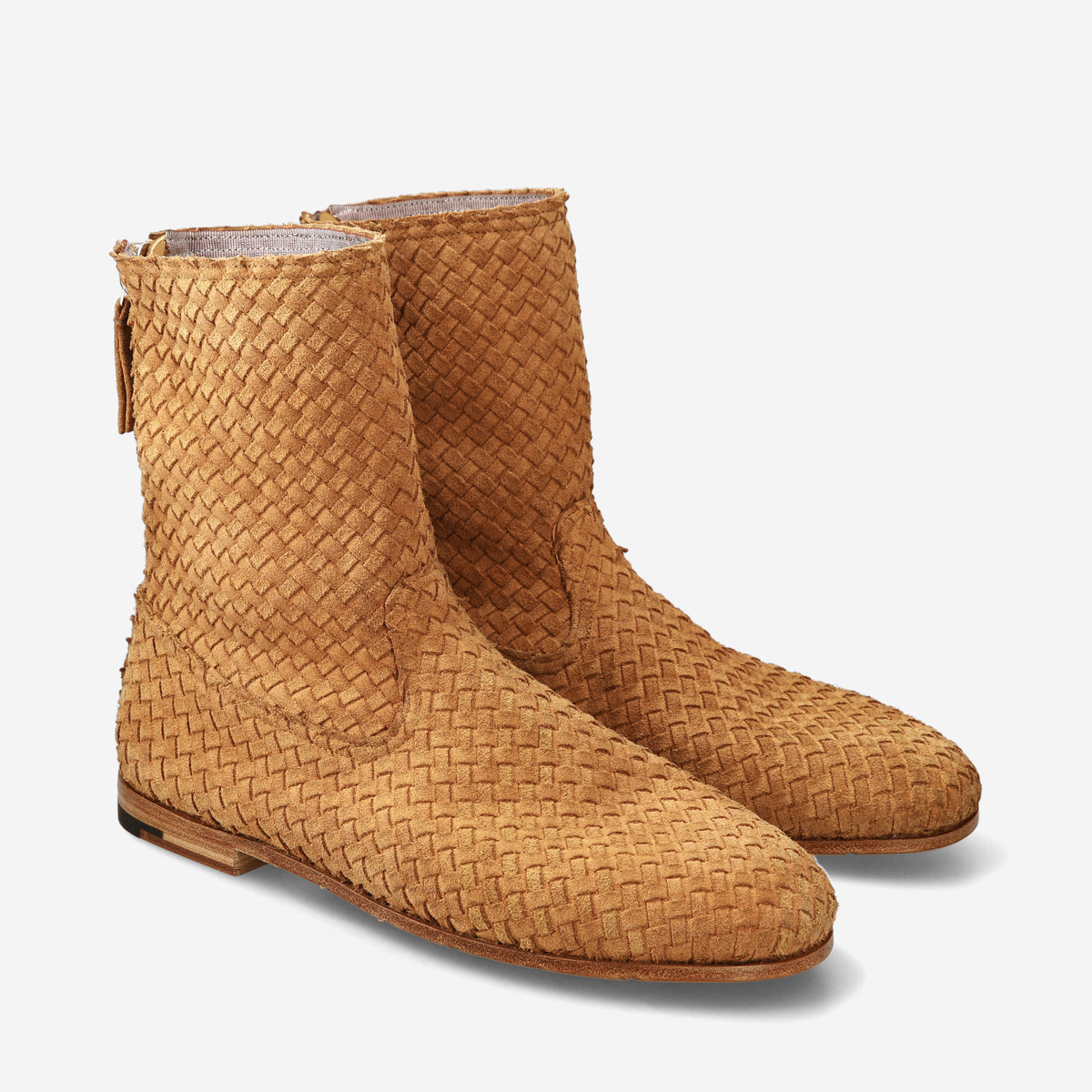 Ankle Boot with Braided Suede Upper and Leather Sole